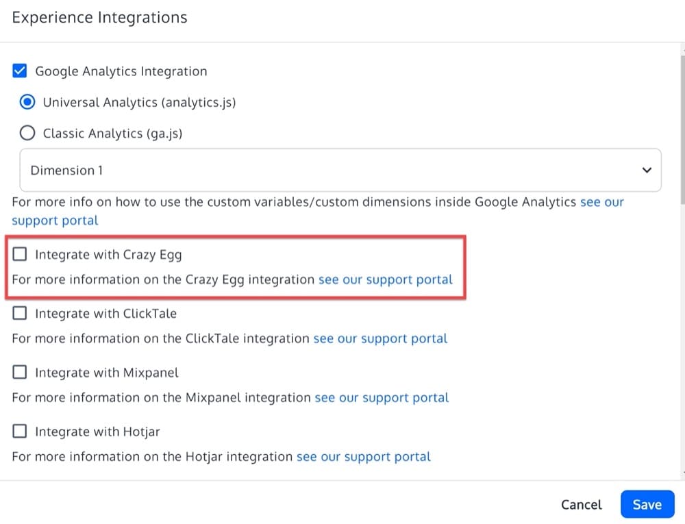 Crazy Egg Integration with A/B Testing Software
