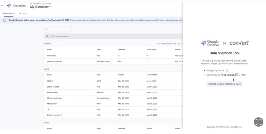 Export Experiment Data from Google Optimize with Convert’s Migration Tool Export Experiment Data from Google Optimize with Convert’s Migration Tool