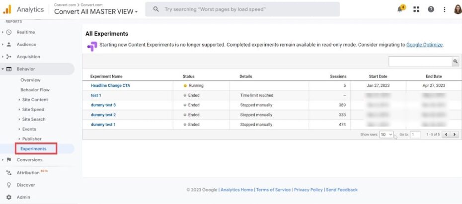 Export Google Optimize Data with Convert’s Migration Tool